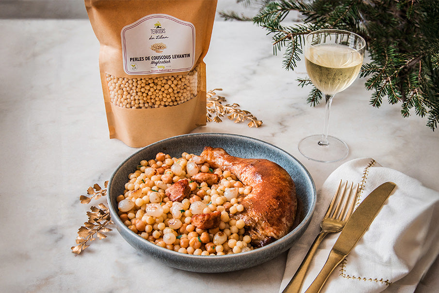 Perles de Couscous - Moghrabieh au Poulet/ Recette libanaise – Terroirs ...